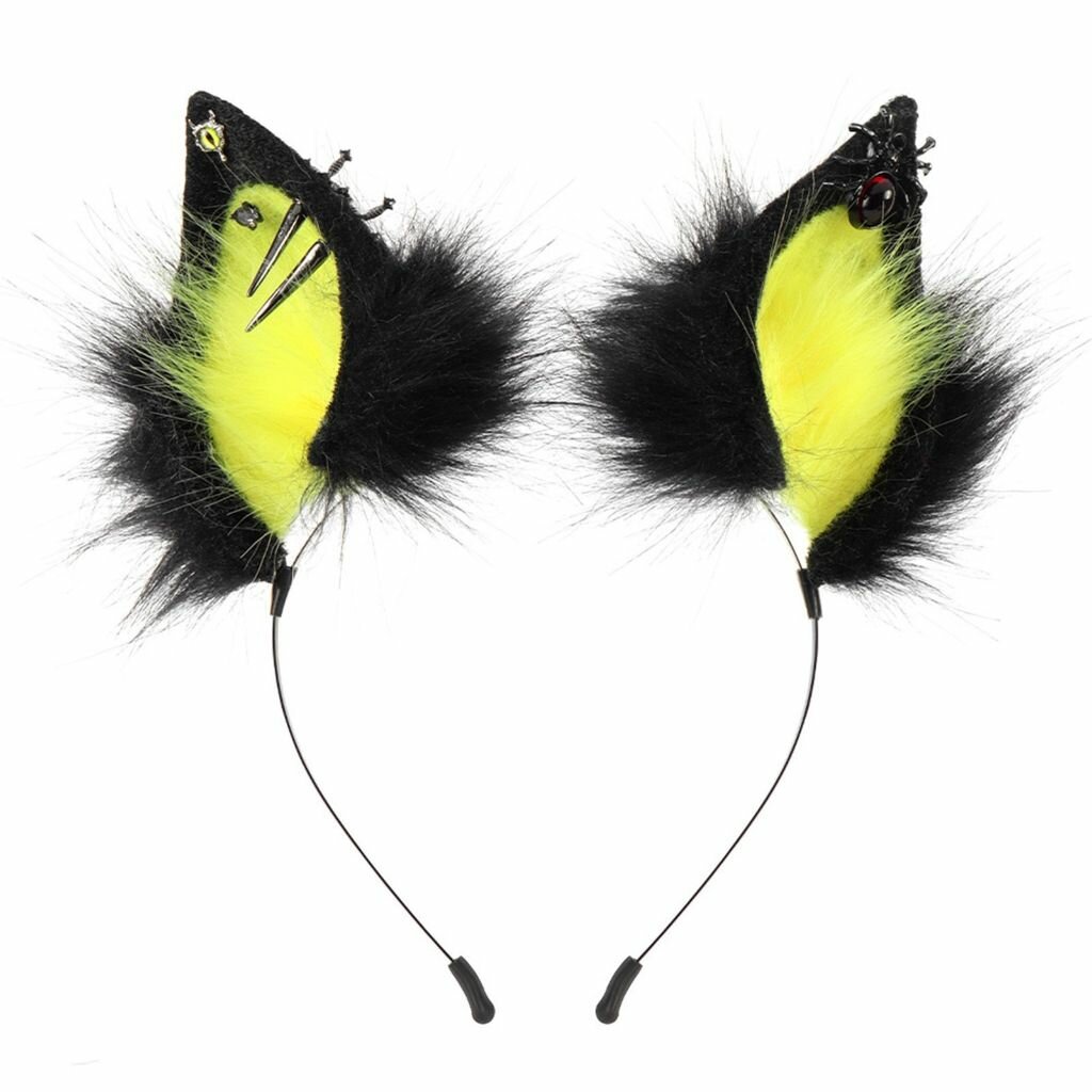 Имитация лисьих ушей, ушек зверя, повязка на голову -желто-черная