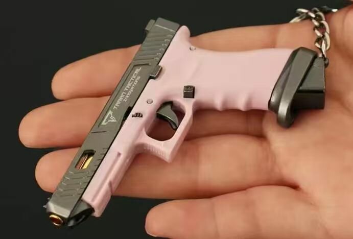 Брелок Glock 34, металл, с функцией разборки и сборки, пепельно-розовый