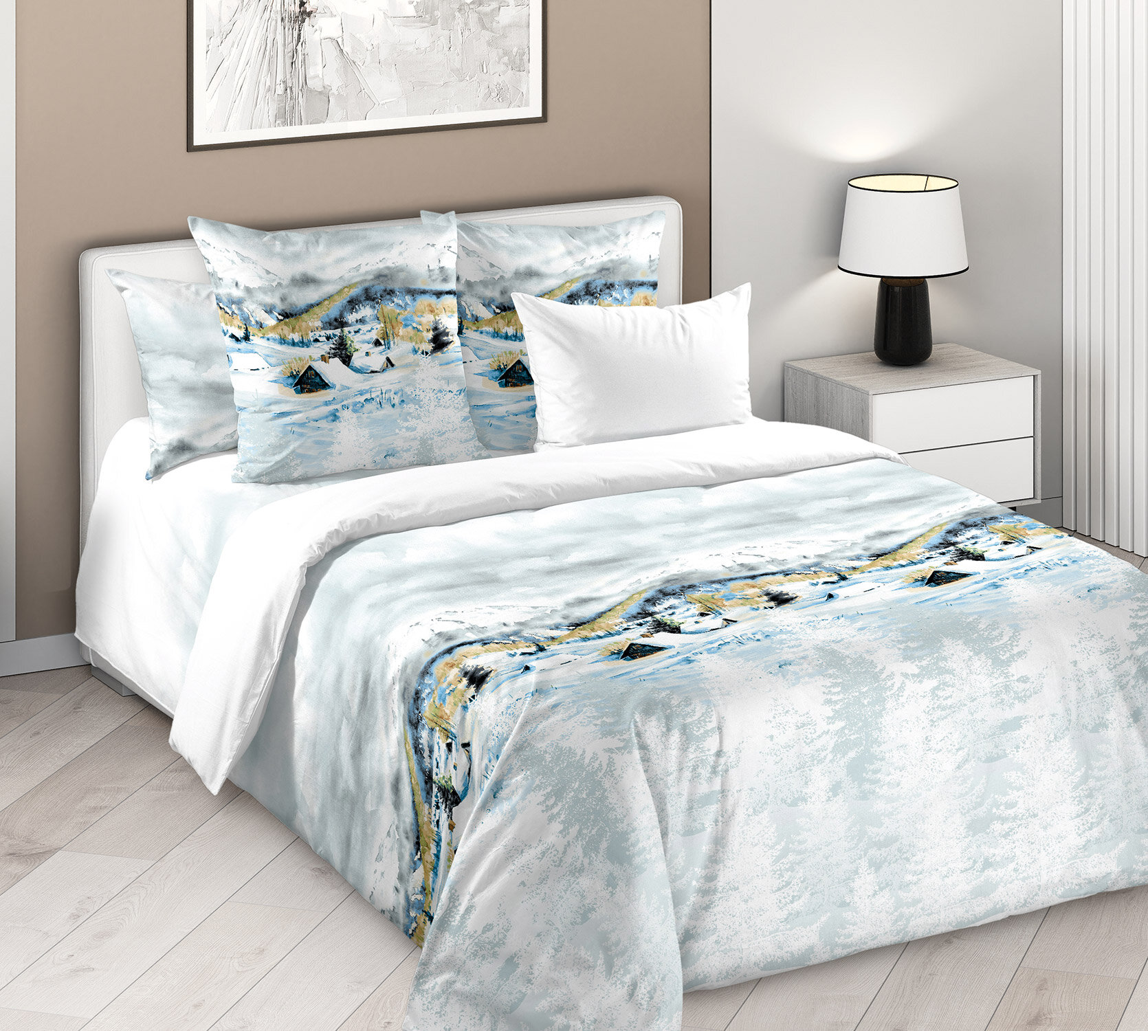 Постельное Белье 2-спальное Перкаль Снежное сияние 1 Гол (70х70-2шт.) 2800ПН