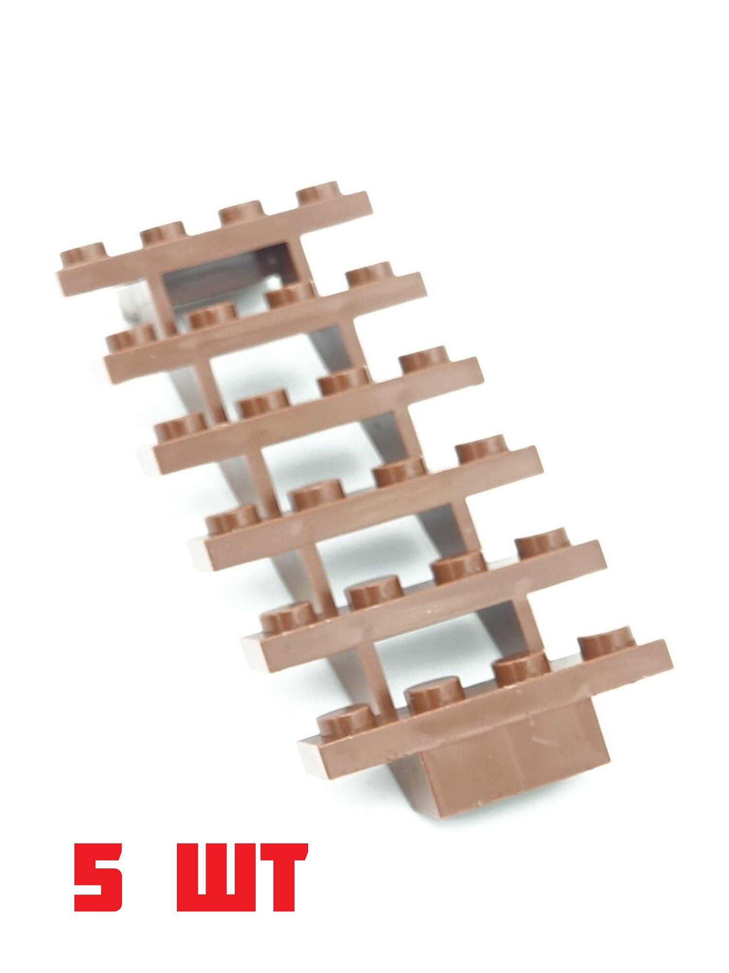 Лестницы для конструктора 30134 Stairs 7 x 4 x 6 Straight Open, 5 штук, Коричневые