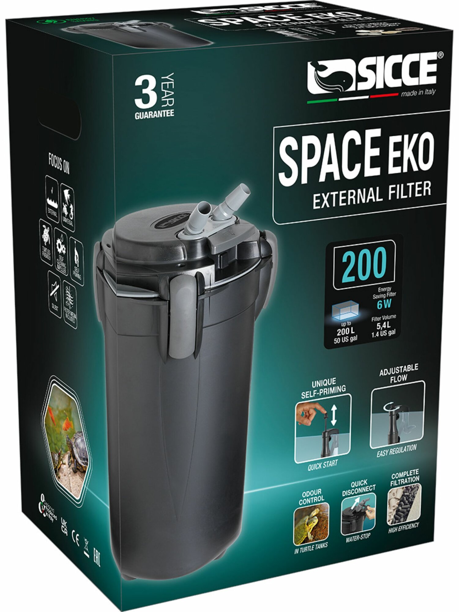 Фильтр внешний для аквариума SICCE "Space Eko", 700 л/ч, 60639