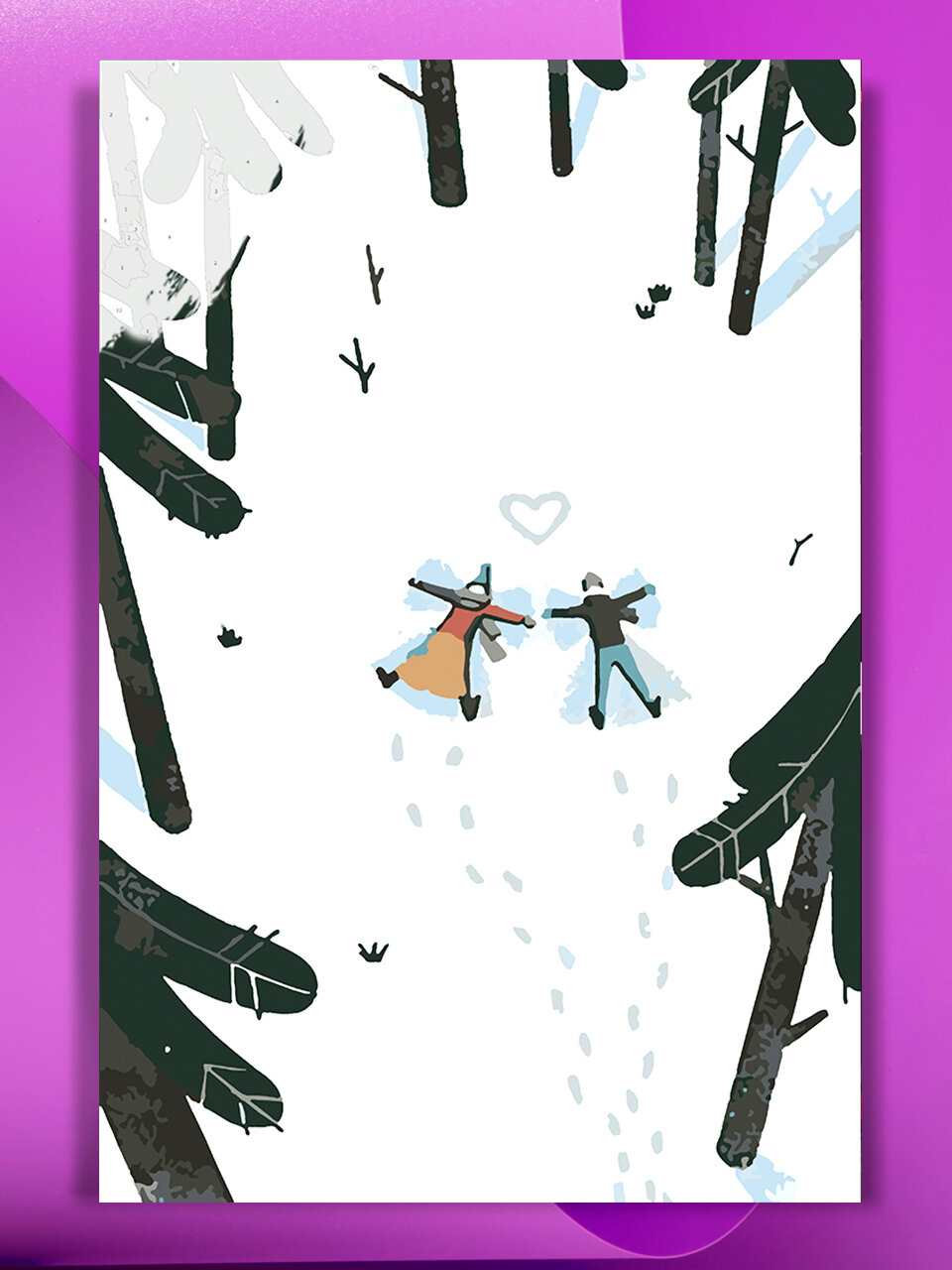 Картина по номерам на холсте Ангелы на снегу, 40 х 60 см