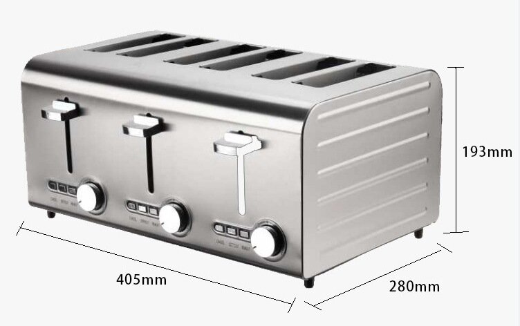 Тостер на четыре ломтика, шесть ломтиков, полностью из нержавеющей стали, многофункциональный, с функциями нагрева, разморозки, выпечки, сэндвичей, тостов, хлеба, производитель