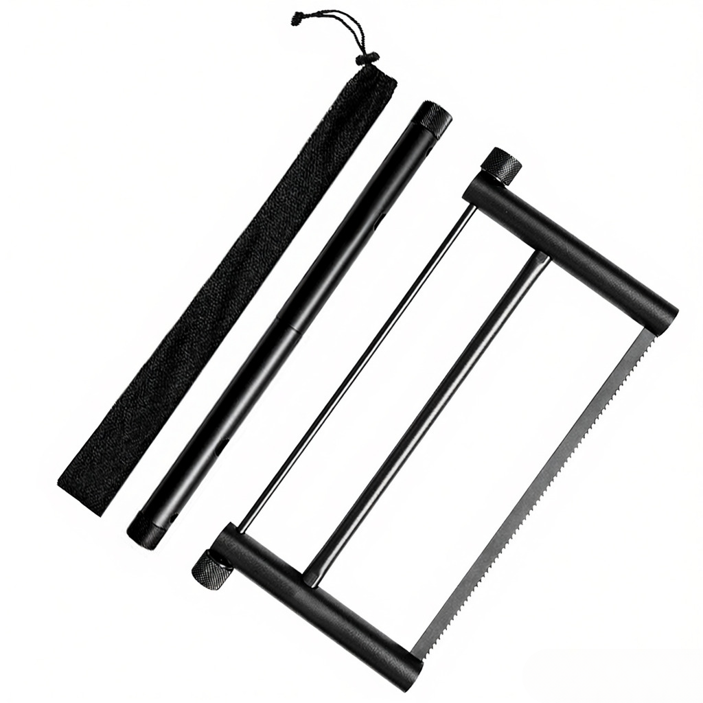 Лесопилка ручная разборная из алюминиевого сплава многофункциональная портативная мини для садовых работ плотницво внешних активностей выживания с чехлом, цвет: черный/серый/оранжевый, размер изделия: 38*17.4 см, размер сложенной: 38.5*2.6 см, вес: 235