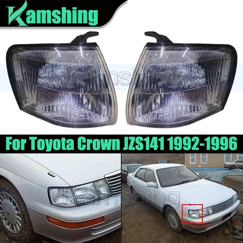 Пара передних угловых фонарей для Toyota Crown JZS141 1992-1996, габаритная фара, боковые фонари на крыле, указатель поворота