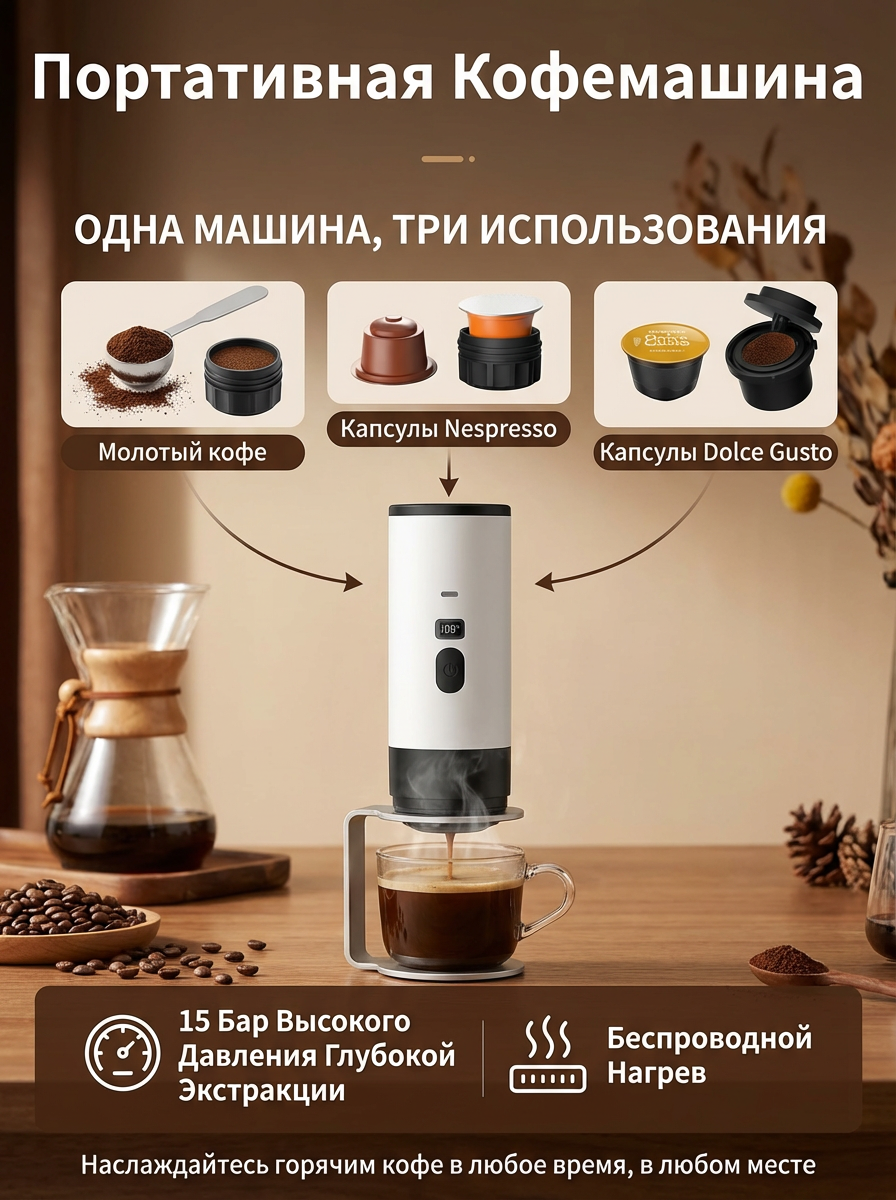 Кофемашина Xiaomi Youpin портативная капсульная, Белый