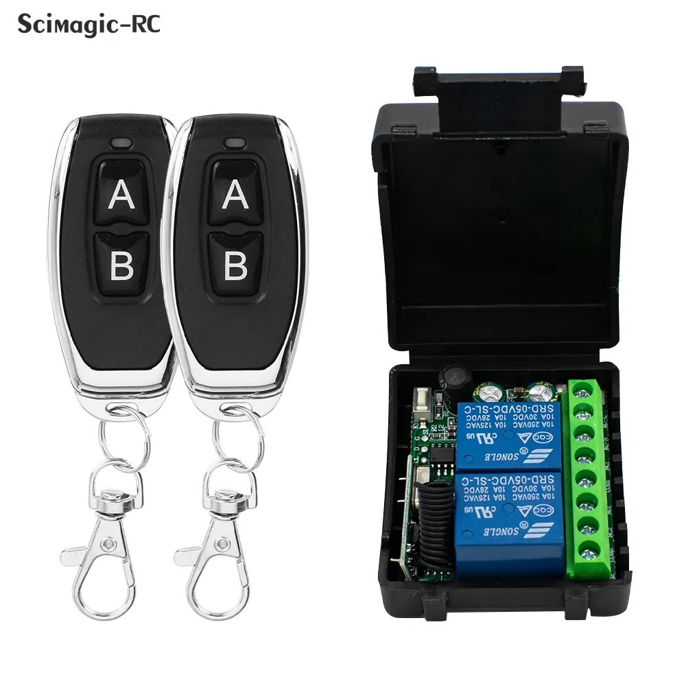 Двух канальное радиоуправляемое реле 220В 10А 433МГц. Радиореле для ворот, шлагбаумов. Дистанционный выключатель. Беспроводной переключатель. + оба пульта