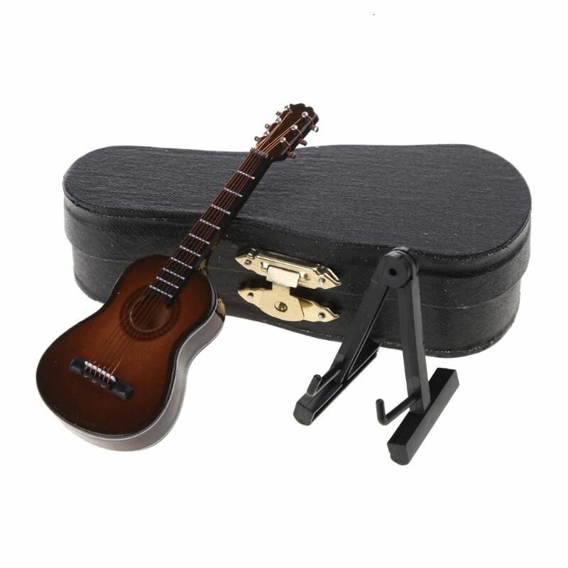 Миниатюрная модель бас -гитары, изысканная мини -мини -состав, Классический кофе - 10cm