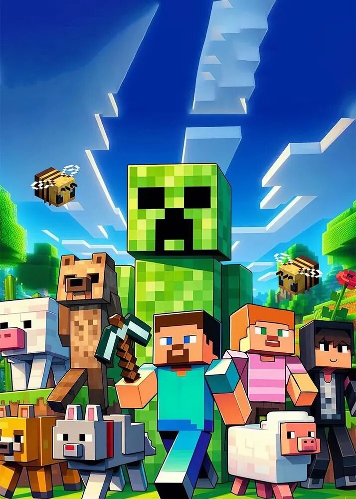 Алмазная Мозаика "Майнкрафт" 40х50 См Алмазная Вышивка / Картина Стразами Подарков / Украшения