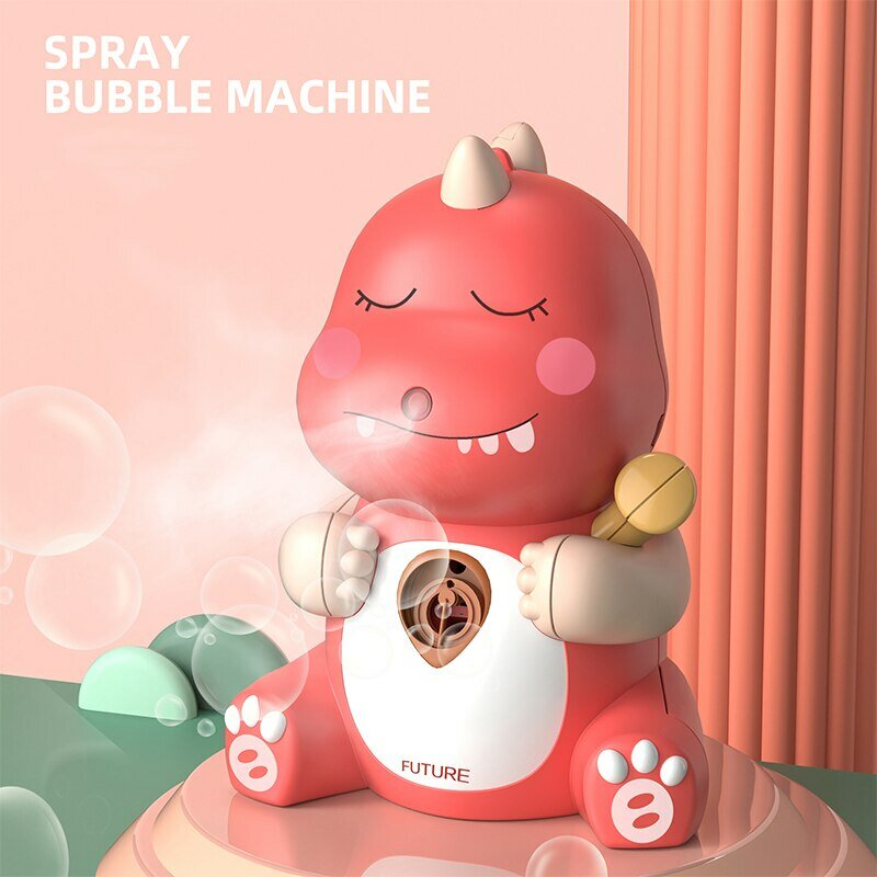 Спрей пузырь машина увлажнитель 2 в 1 милый мультфильм динозавр ванна мыльная вода машина дети музыка ванна игрушки мини распылитель пена (розовый)