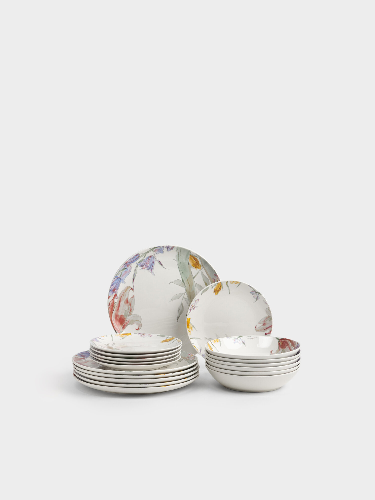 Сервиз обеденный, 6 перс, 18 пр, фарфор P, белый, Пастельные цветы, Pastel flora, Kuchenland