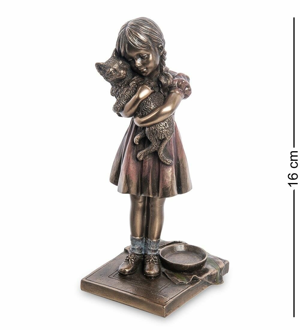 Статуэтка Девочка с котенком WS-988 Veronese Гонконг Полистоун