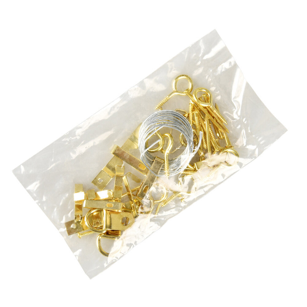 50PCS Набор разнообразных металлических аксессуаров для фоторамок Инструменты для подвешивания фоторамок Используется с складным уровнем Размер упаковки 60*50*20мм Вес упаковки 34г Содержит 8 гвоздей круглых 1/2 дюйма, 11 гвоздей круглых 1 дюйма, 4