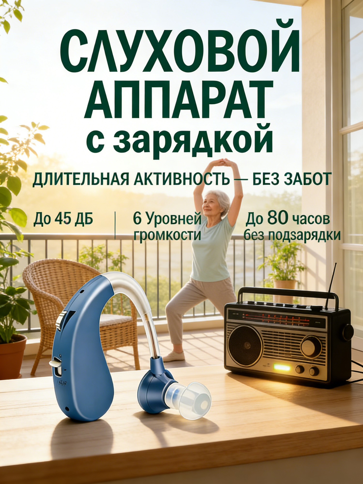 Усилитель слуха на аккумуляторе с функцией Bluetooth, заушный цифровой слуховой аппарат для пожилых с зарядкой type-c