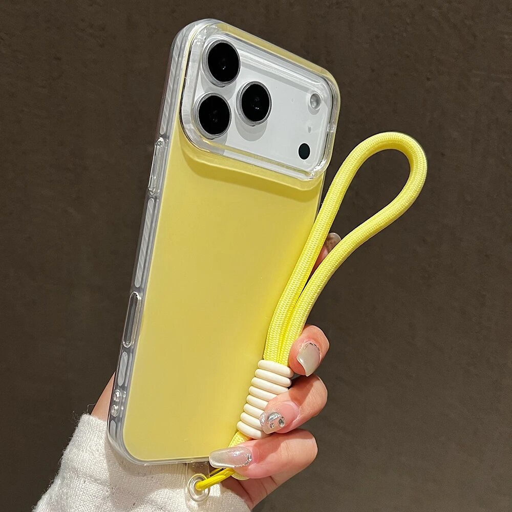 Желтый чехол для iPhone 17 Pro со шнурком