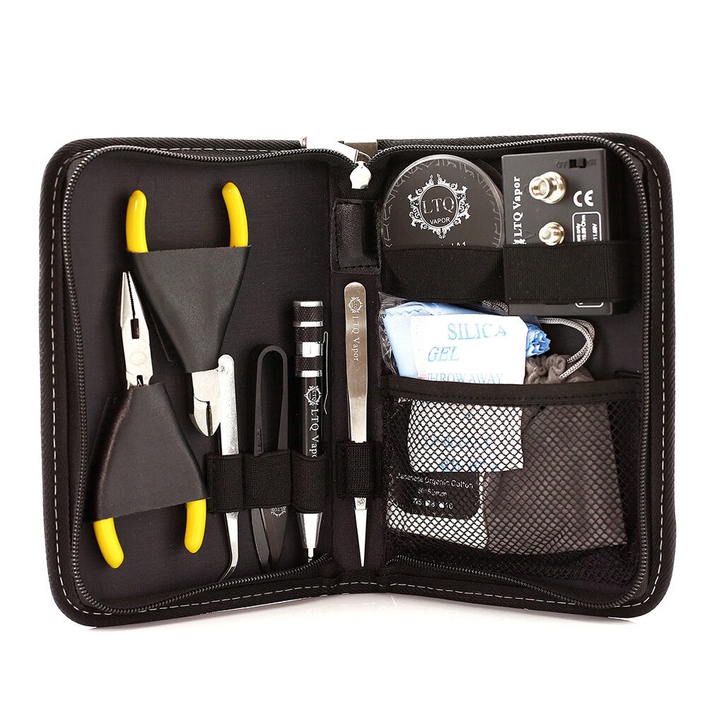 Набор инструментов для разборки и ремонта дизайнера катушек атомайзера RBA для электронных сигарет, 16 штук, для самодельного атомайзера электронных сигарет, черный цвет, материал: пластик, силикон, нержавеющая сталь, вес изделия: 6.2*7.6*11.9 см, размер