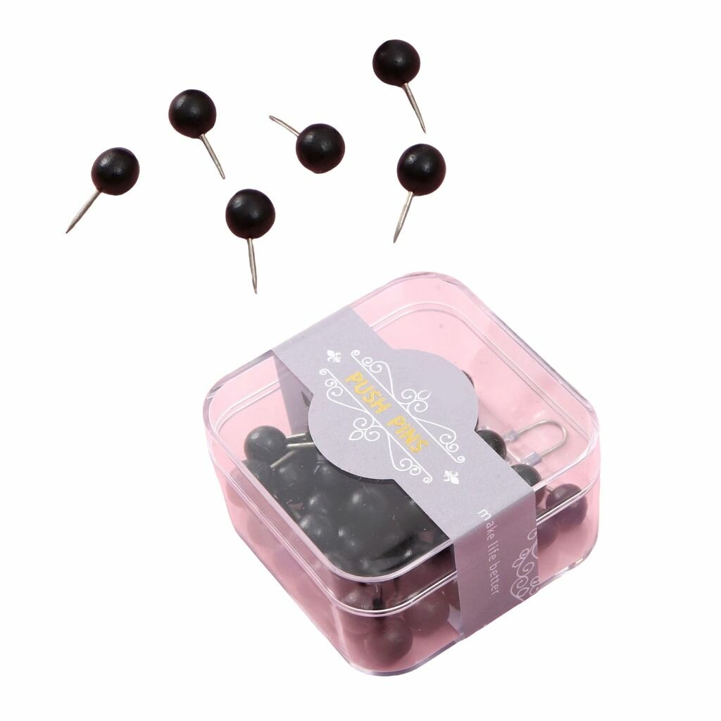 1 коробка из 50 штук, деревянные простые гвозди для пробковой доски-черные