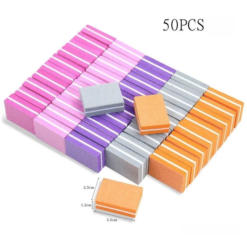 Набор из 50 мини-бафов для маникюра 50pcs-mix color