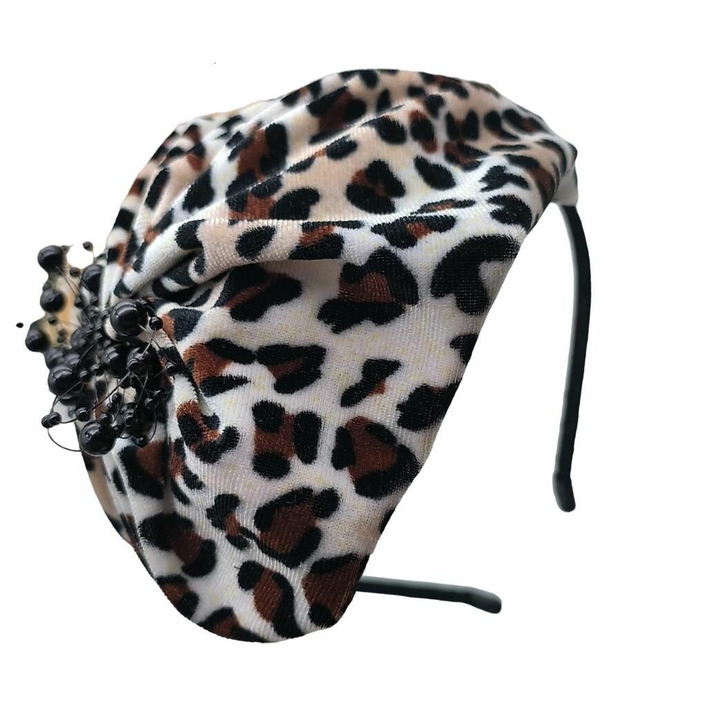 Шапочки с леопардовым узором, повязки на голову с бантом, женские вечерние головные уборы