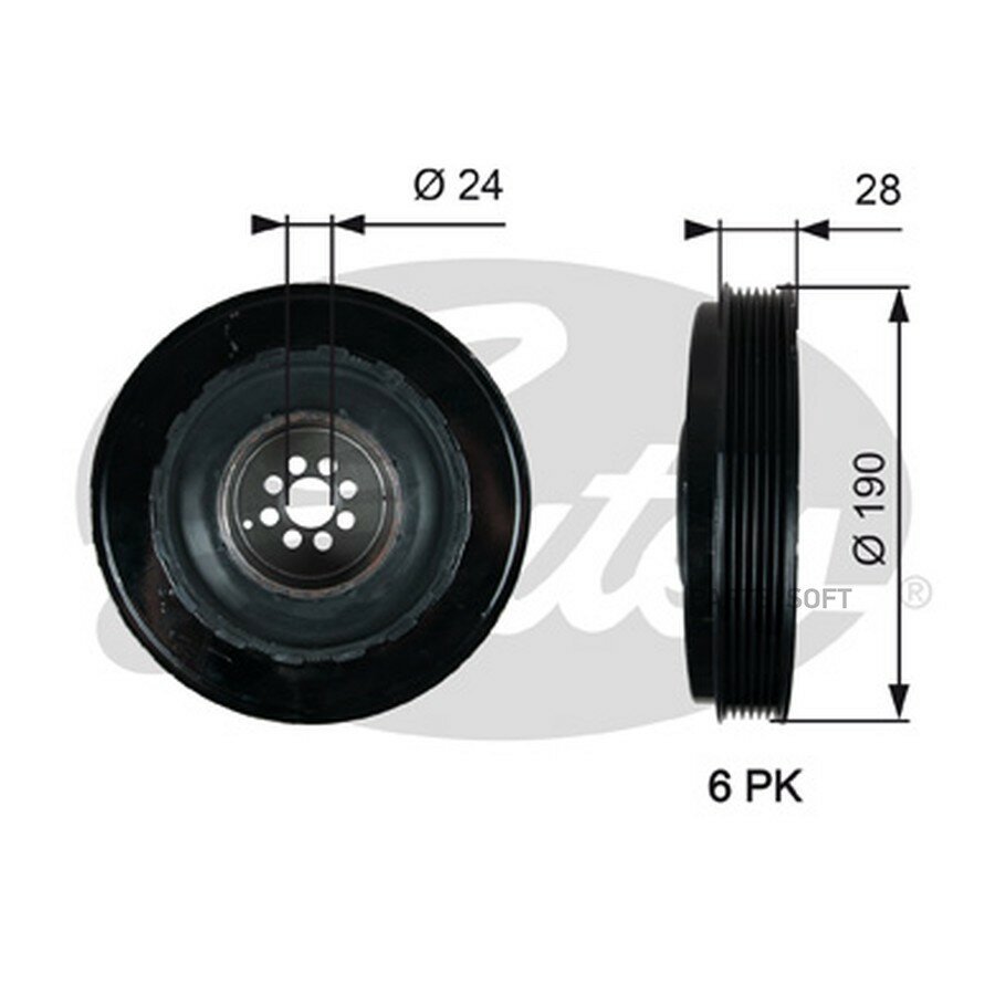 Демпферы5 колен от официального дистрибьютора, GATES, артикул TVD1133