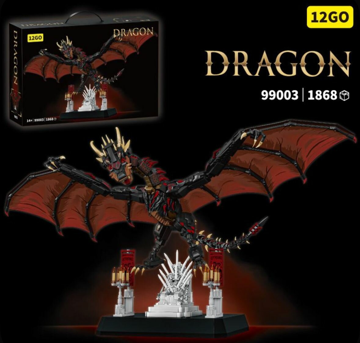 Конструктор-модель Дрогона из "Игры престолов" 12GO 99003, 1868 деталей