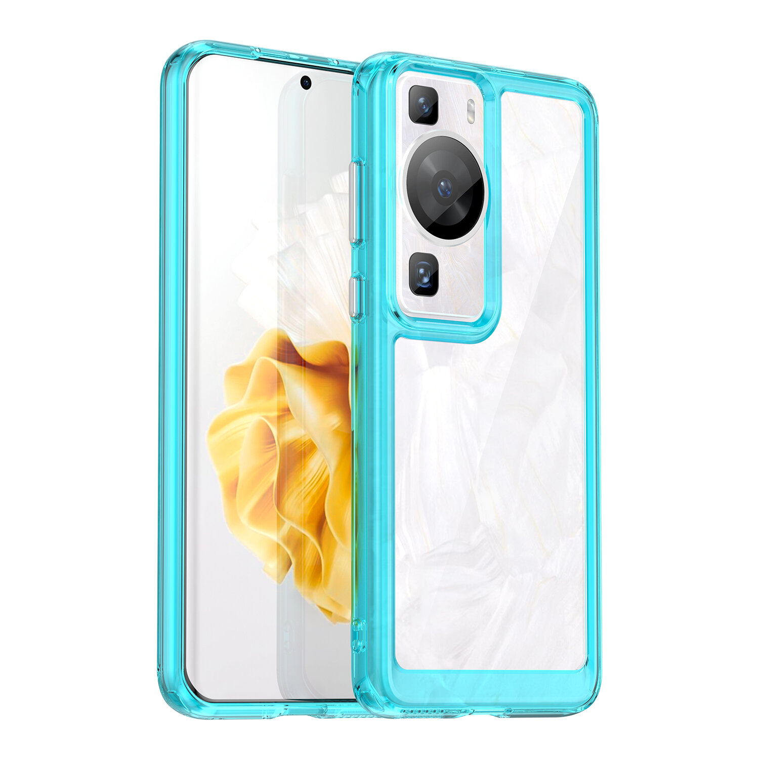 Усиленный чехол с мягкими рамками бирюзового цвета для Huawei P60 и P60 Pro, увеличенные защитные свойства