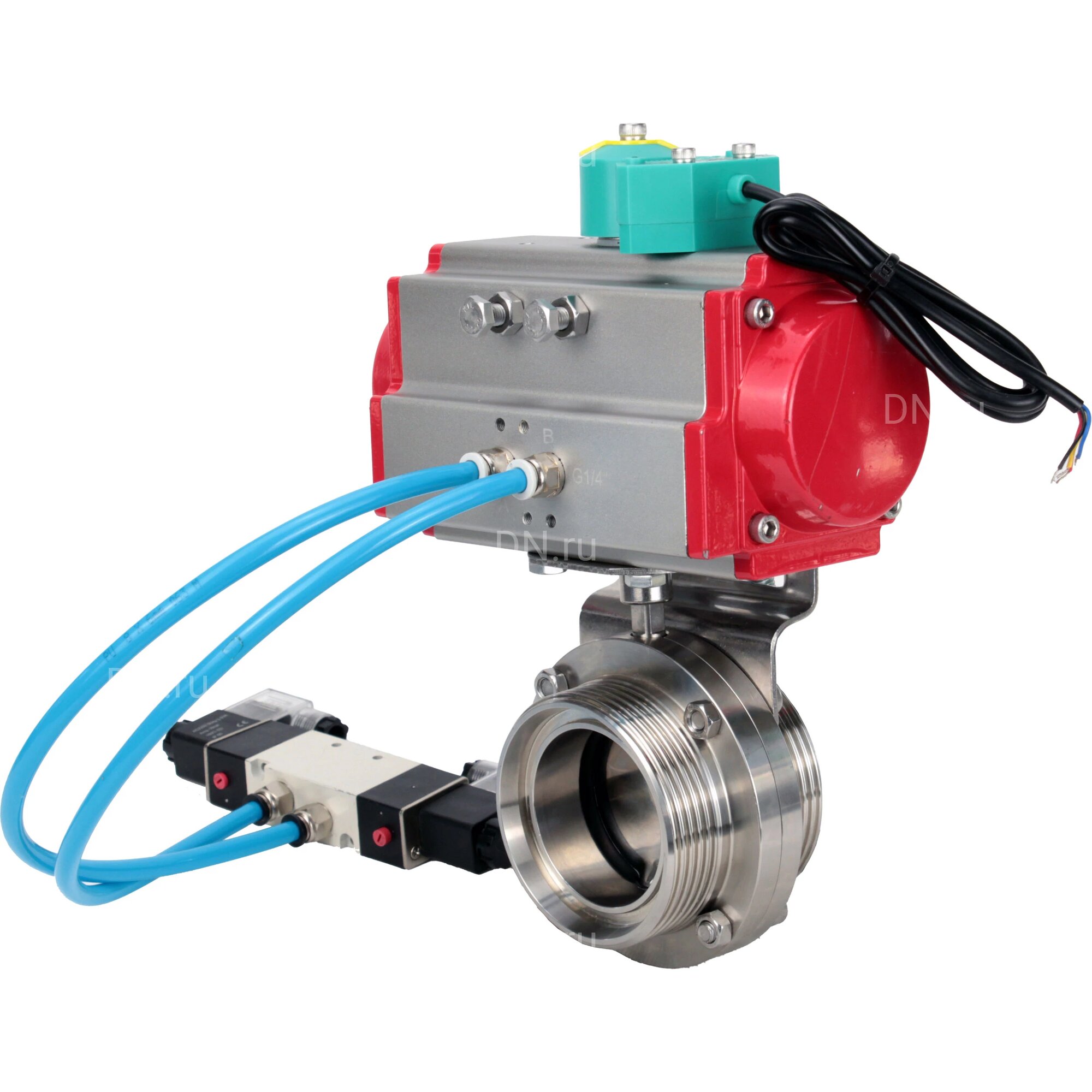 Затвор DN.ru 304-304-EPDM-2W-T-H Ду65 Ру10 с пн. прив. DA-052, пн. распред. PND1-T10-220VAC и МППП-200