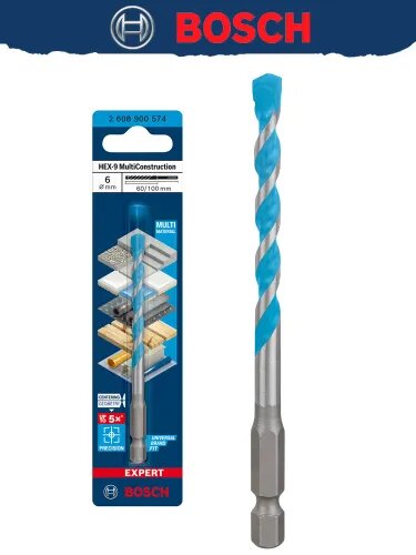 BOSCH EXPERT HEX-9 спиральное сверло 6 мм/100 мм для бетона и плитки