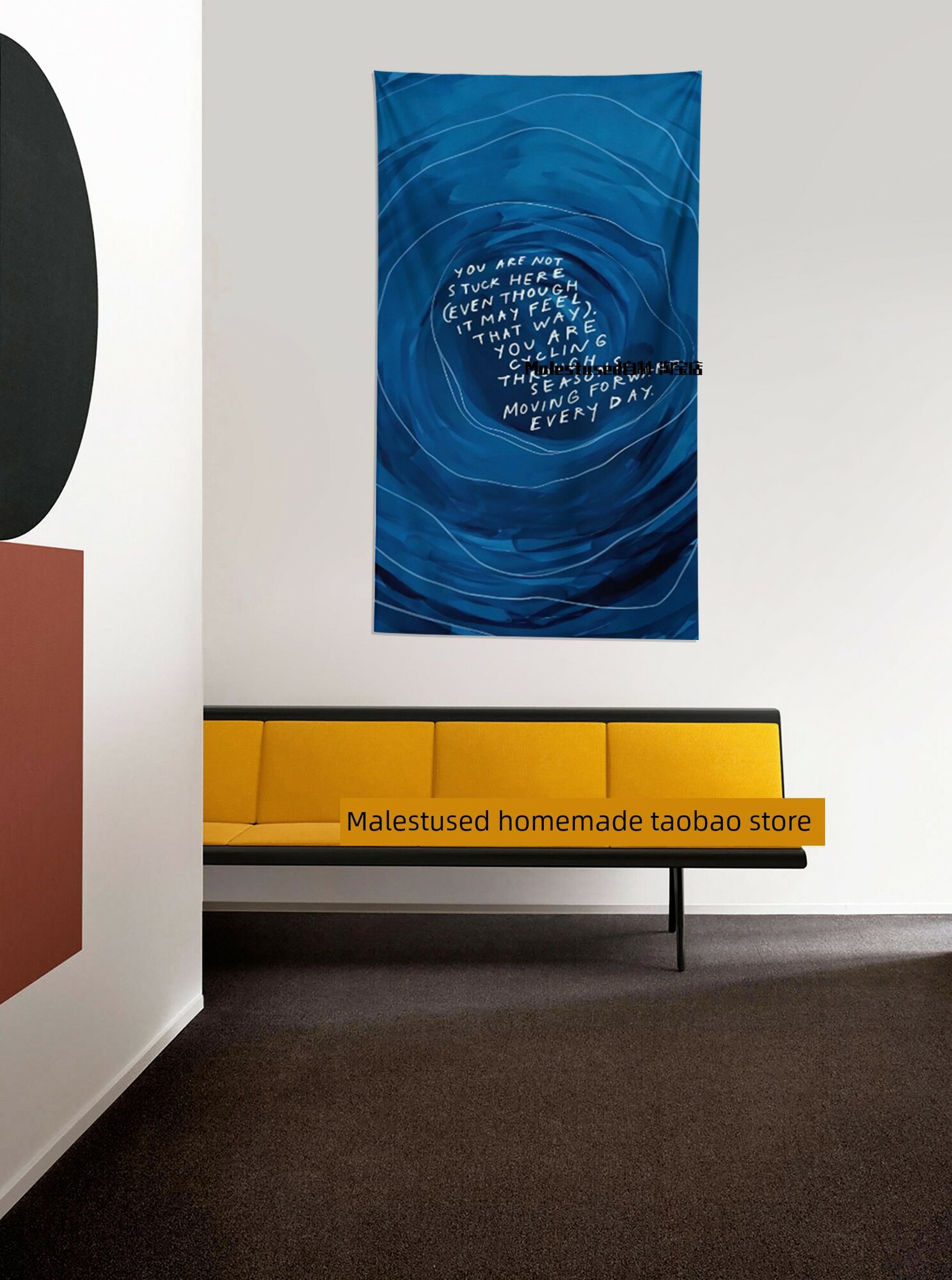 【Я вижу океан】Декоративный гобелен в минималистичном стиле, однотонный, с художественным дизайном, на синем фоне