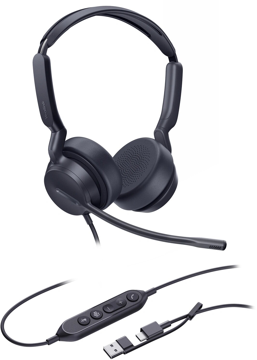 Гарнитура проводная Yealink UH42 Dual UC USB-C/A черный