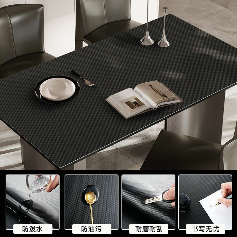 Новая подушка для обеденного стола с узором из углеродного волокна, утолщенный коврик для стола, маслостойкий водонепроницаемый непроницаемый свет, роскошная высококачественная защитная накладка для рабочего стола