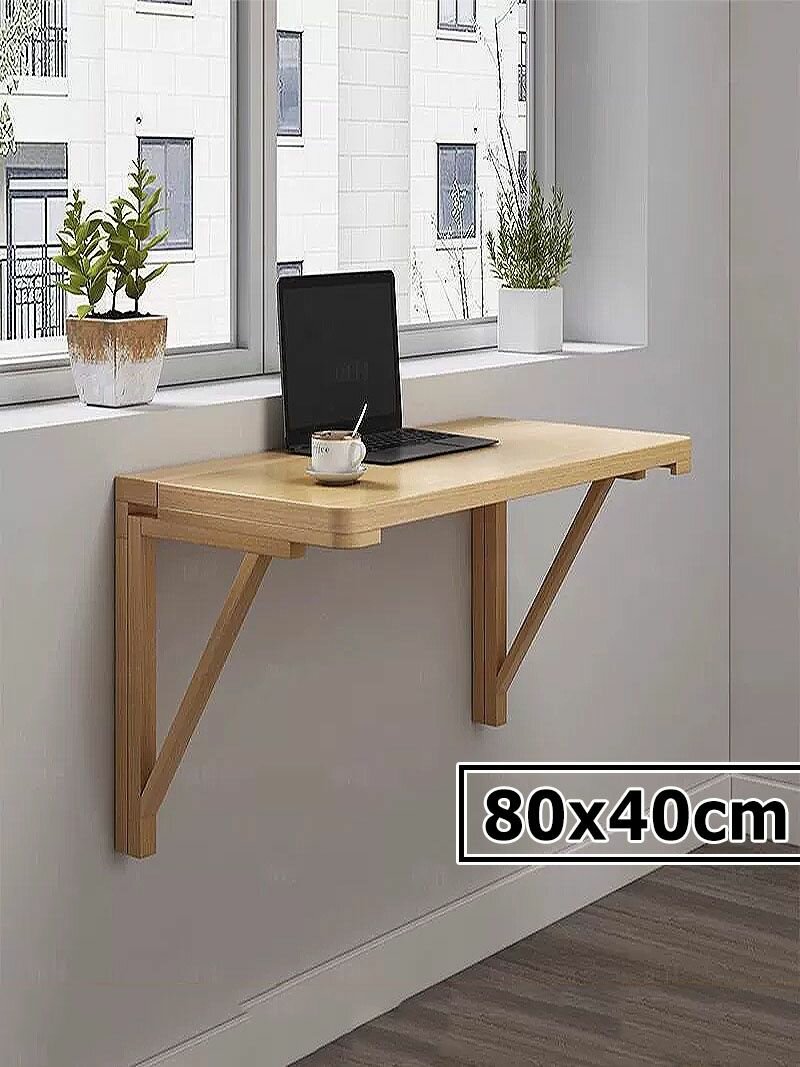Практичный складной настенный стол из натурального дерева, 80x40cм, Индивидуальный размер