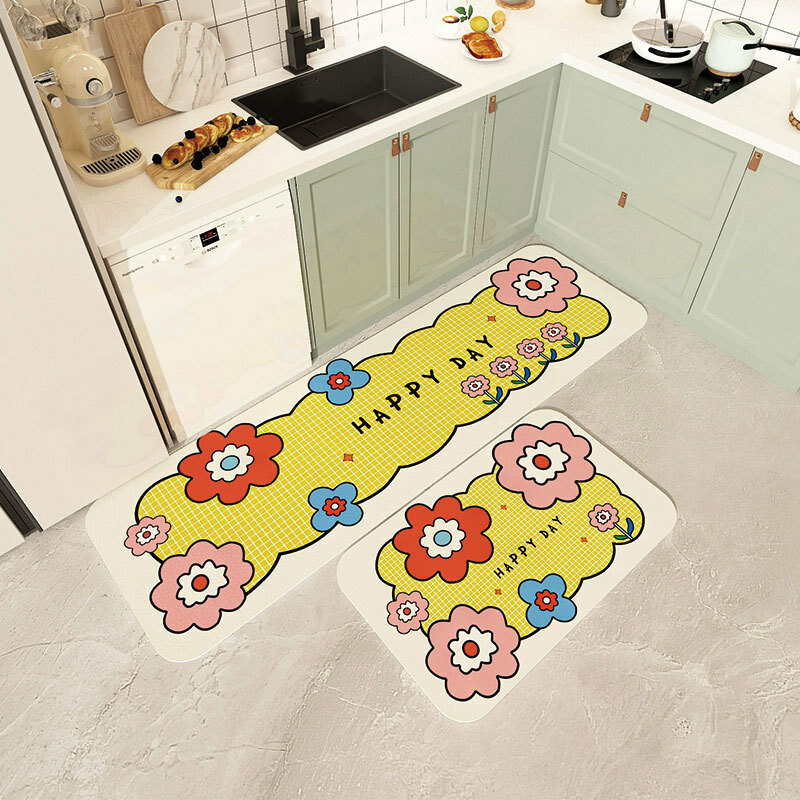 Желтый кристаллический велюр непромокаемый коврик для ванной, 40x120 см, быстросохнущий для двери в туалет, большой