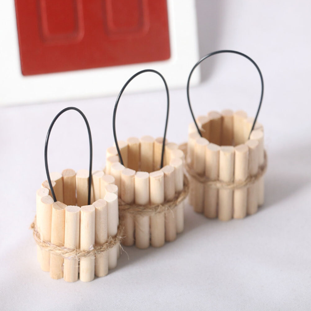 Миниатюрное деревянное ведро для декора, маленькое ведерко из дерева