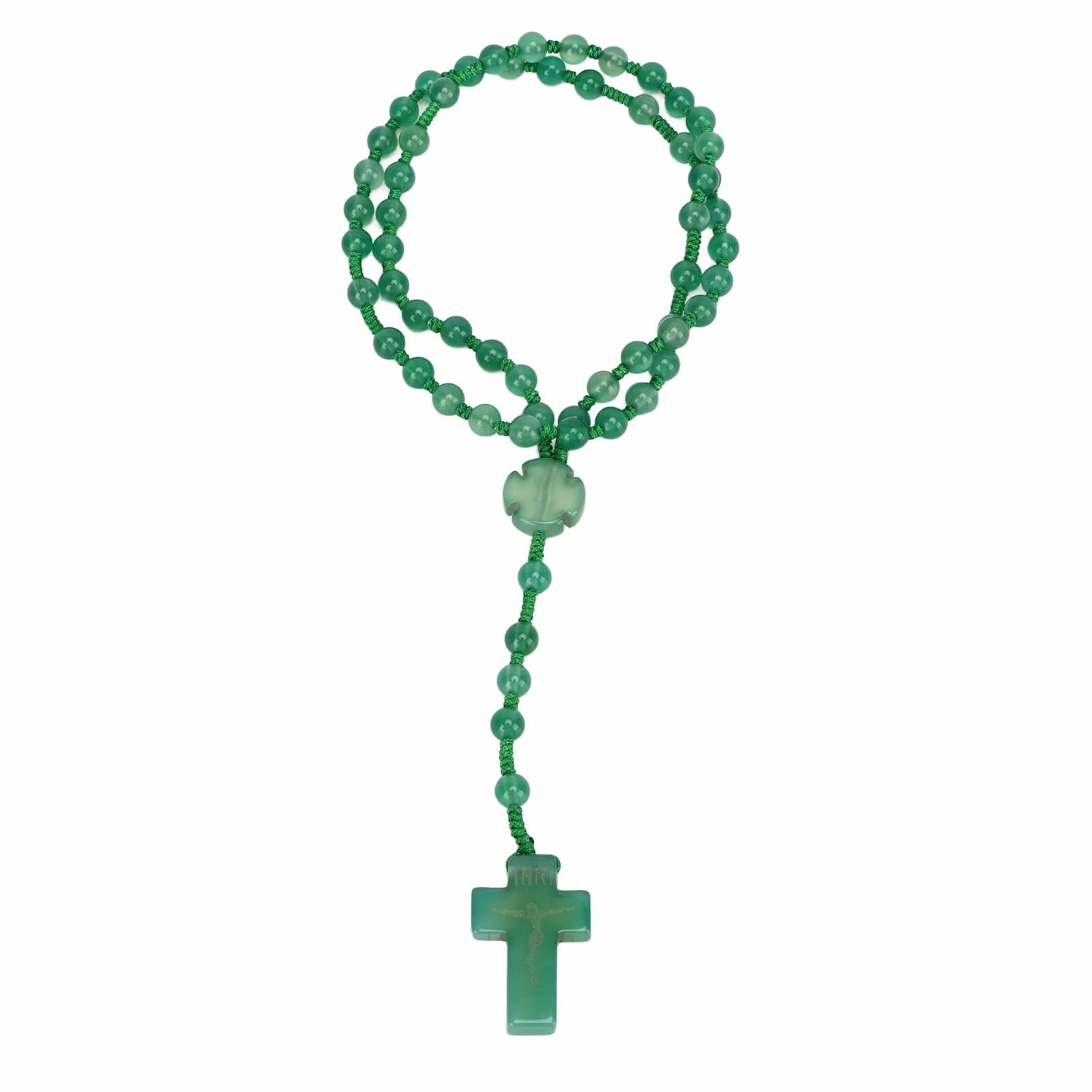 Католические четки из зеленого бисера (автомобильный амулет)