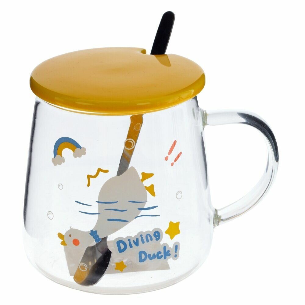 Кружка с крышкой и ложкой "Уточка", 500 мл