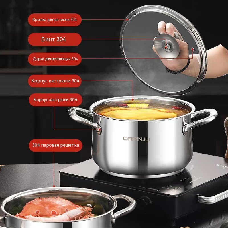 Кастрюля 1,5 л 13 см Tl Minis с крышкой из нержавеющей стали, с мерной шкалой, для всех типов плит, включая индукционные