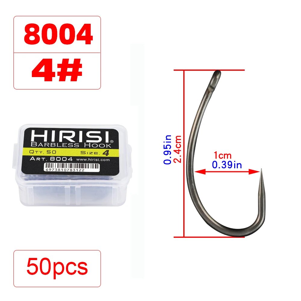 Рыболовные крючки Hirisi без зазубрин 50/100 шт. Size 4