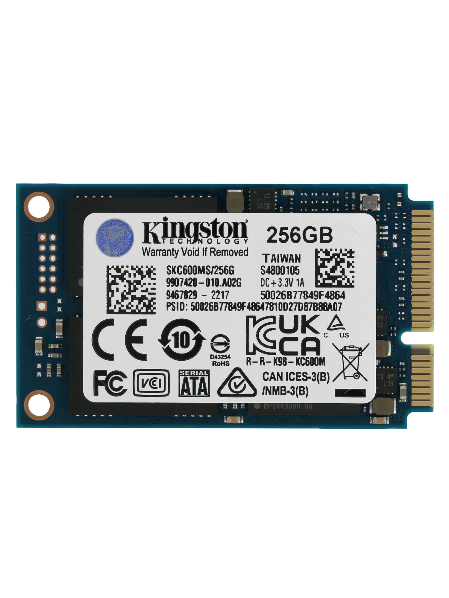 Накопитель SSD Kingston mSATA 256Gb SKC600MS/256G KC600 mSATA