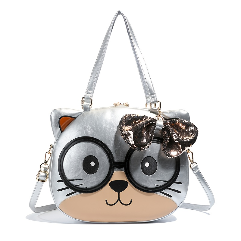 Объемная сумка-тотэ с бантом и милым котом | Женская сумка для повседневного использования | Большая вместительная сумка