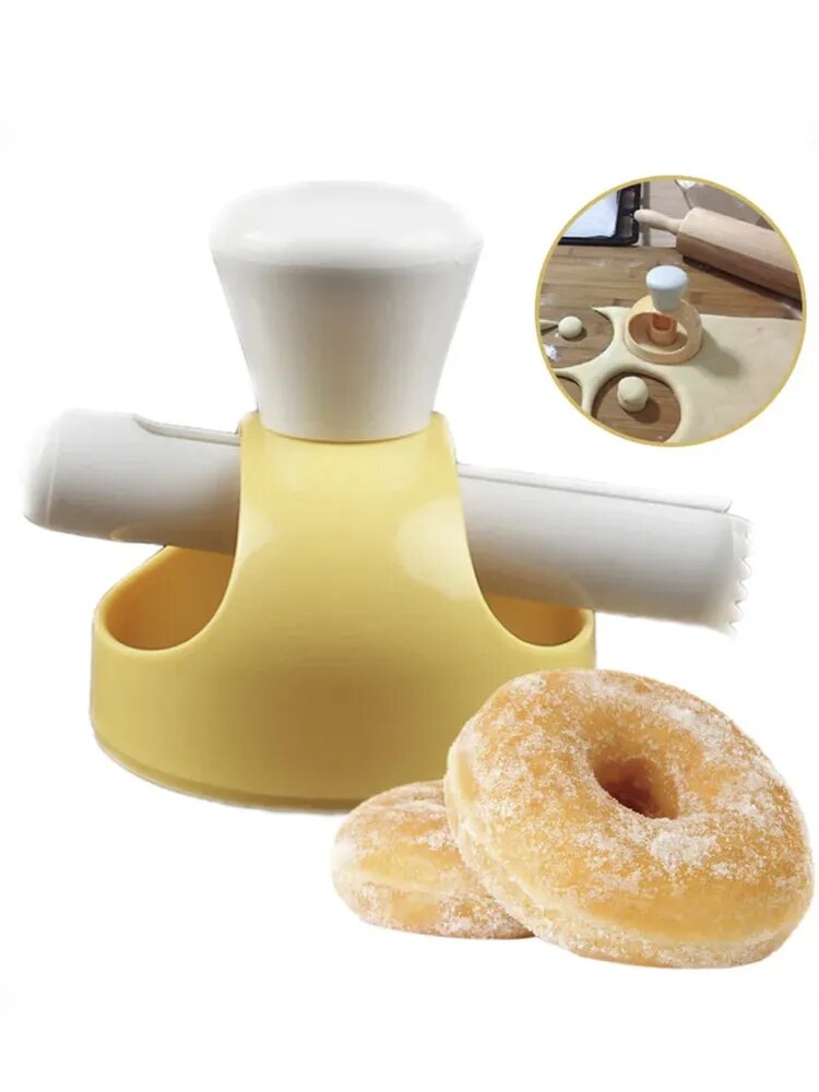 Форма для пончиков и щипцы, для выпечки, антипригарное покрытие, жёлтый