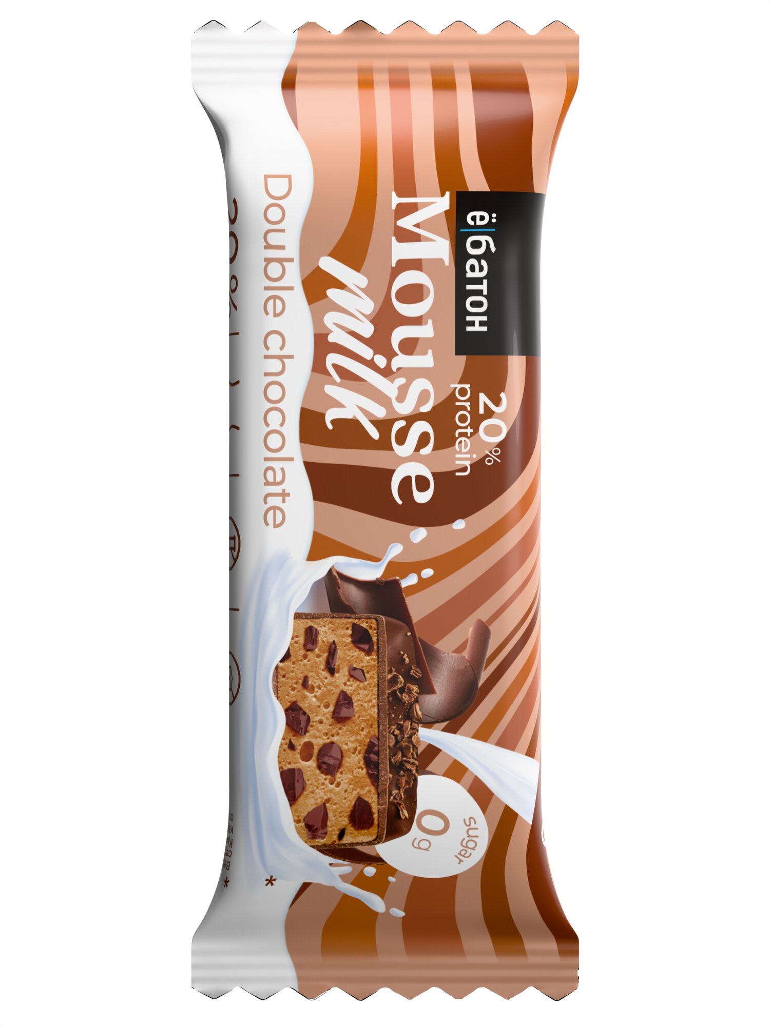 Батончик Ё|Батон Mousse со вкусом "Двойной шоколад", протеиновый, 40 г