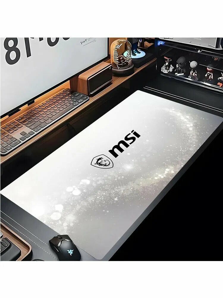 MSI Коврик для мыши, XXXL, светло-серый, белый