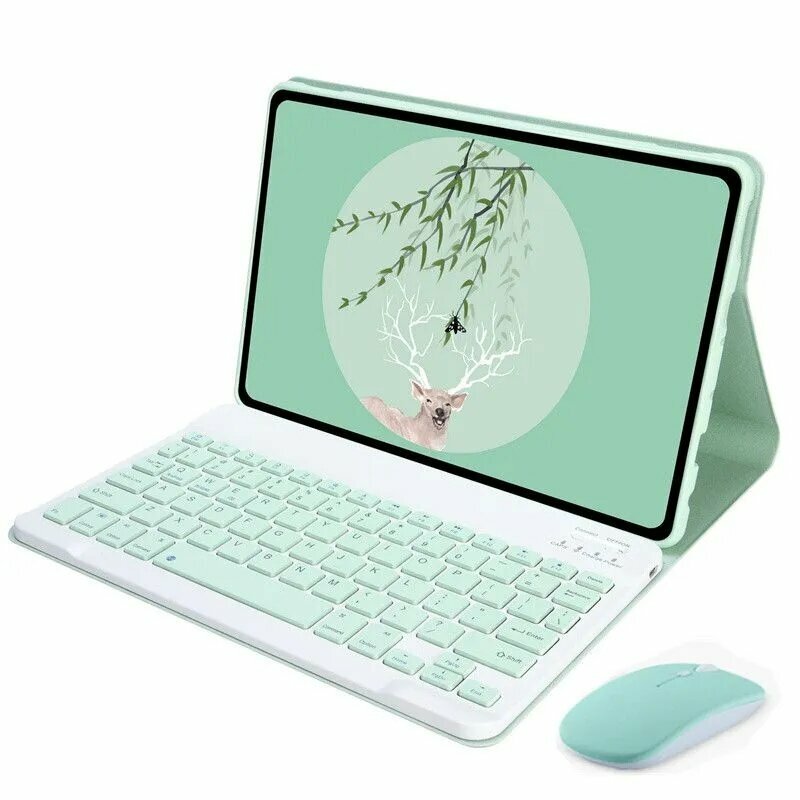 Чехол с клавиатурой для Xiaomi Redmi Pad SE 11 2023 (11") со съемной беспроводной Bluetooth клавиатурой с гравировкой русских букв небесно-голубой, светло-розовый