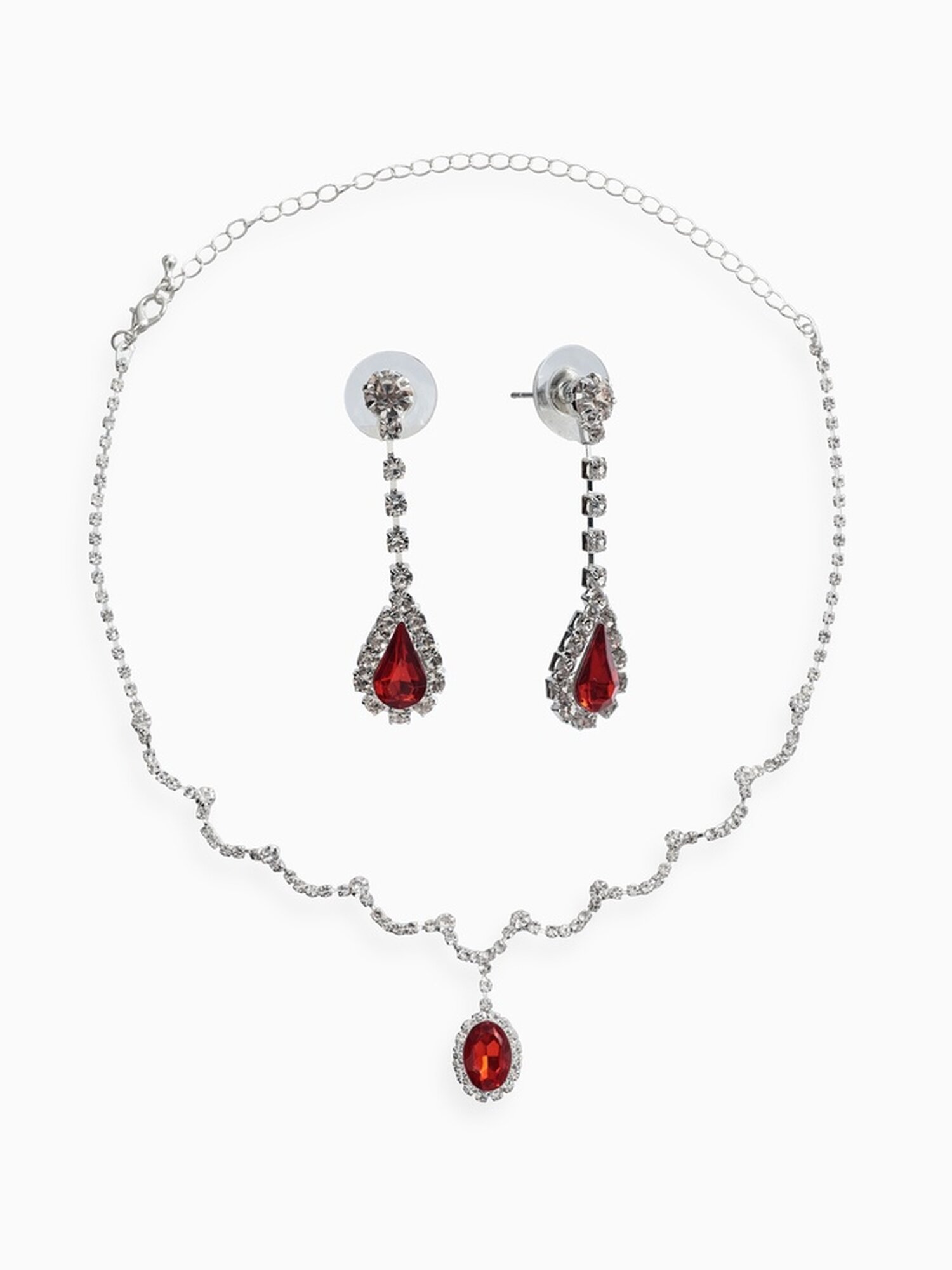 Комплект бижутерии Queen Fair: серьги, колье, красный