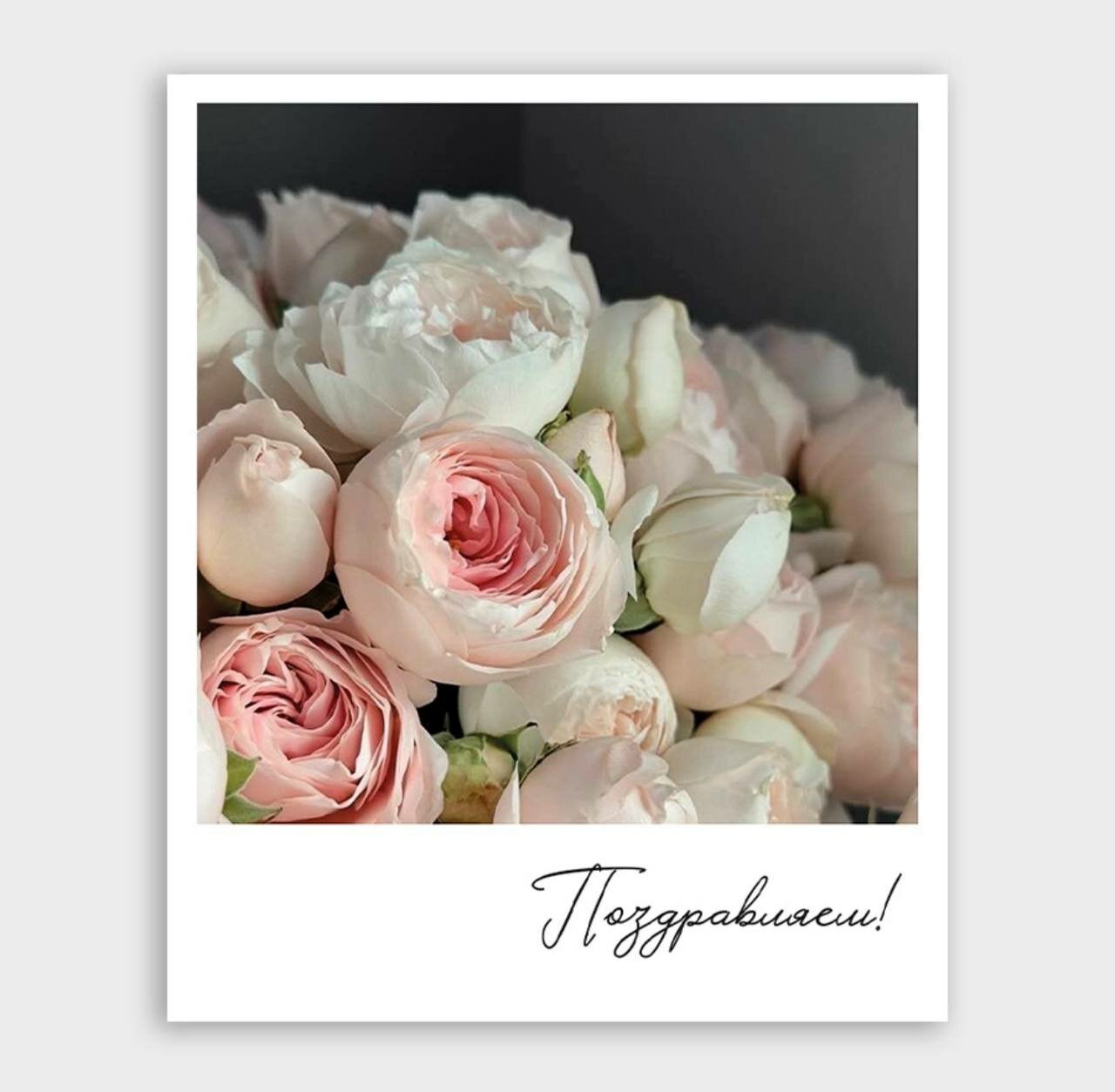 Открытка фотокарточка с нежными цветами "Поздравляем!" 9х11 см Ver flowers