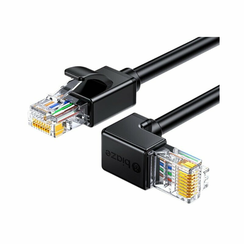 Кабель Ethernet категории 6 Biaz, прямой и угловой, CAT6, гигабитный сетевой кабель, высокоскоростной готовый продукт WX22, черный, угловой