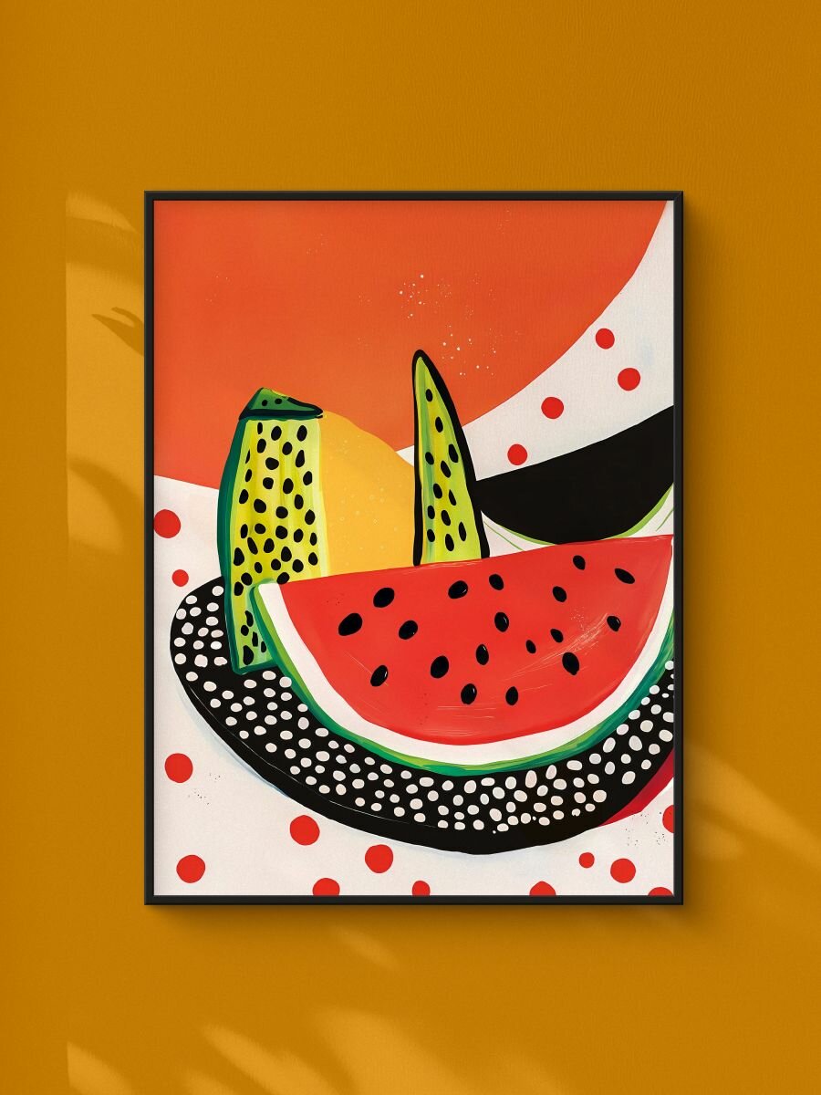 Постер на стену 30х40 натюрморт с арбузом, без рамы, картина с фруктами на бумаге