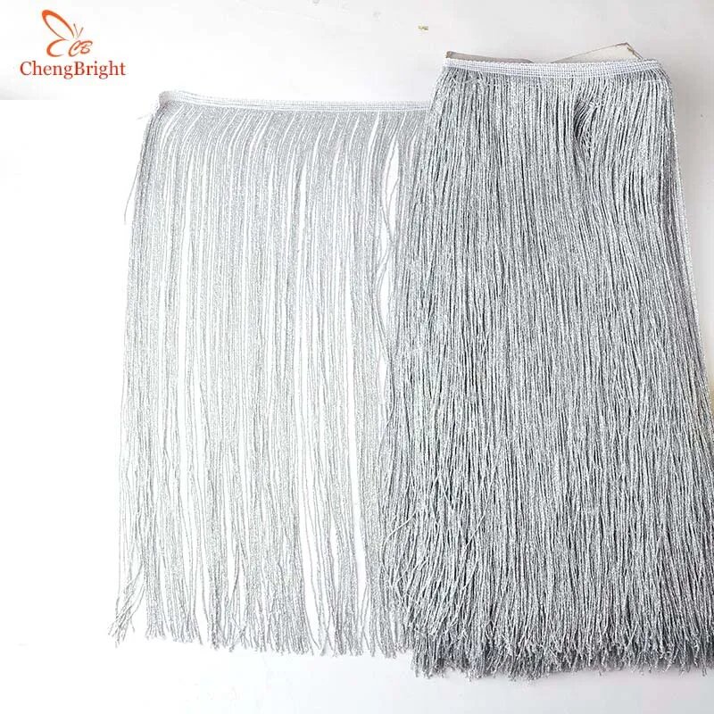 Серебряная вискозная бахрома ChengBright 2 м 100CM Wide, Silver