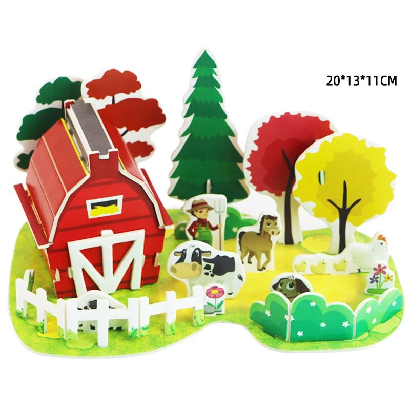 Детская 3D бумажная карточка-головоломка ручной работы DIY вилла дом ферма модель сборка головоломка развивающие игрушки подарок для детского сада